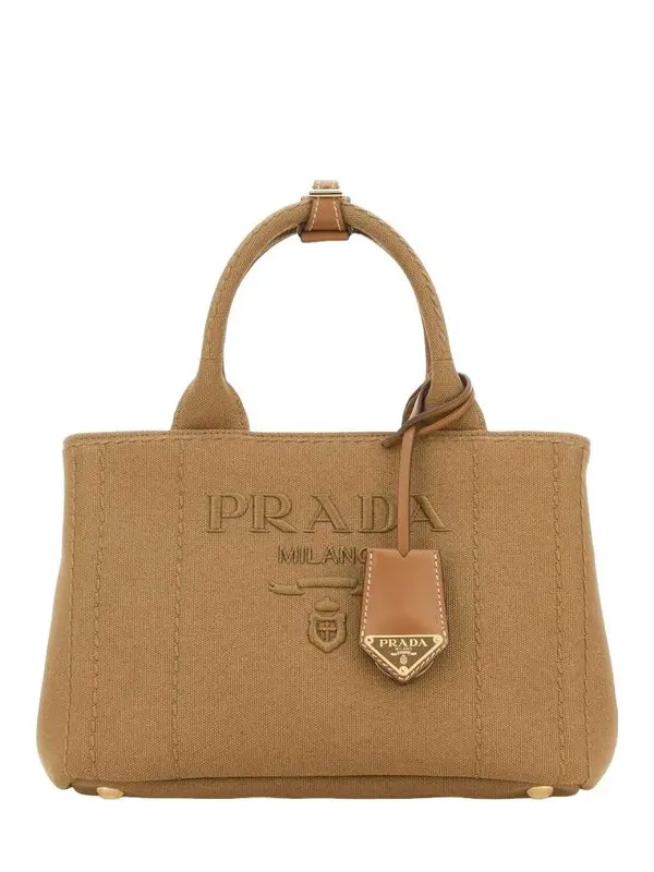 Prada Canvas Shopping Bag - Brown