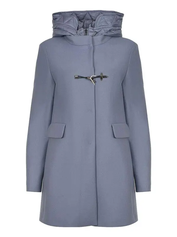 FAY Wool-blend Coat With Padded Bib And Hood - Carta Da Zucchero