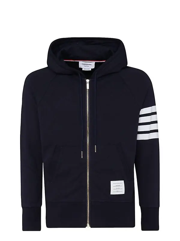 Thom Browne Cotton Loopback Zip-up Hoodie - Blue