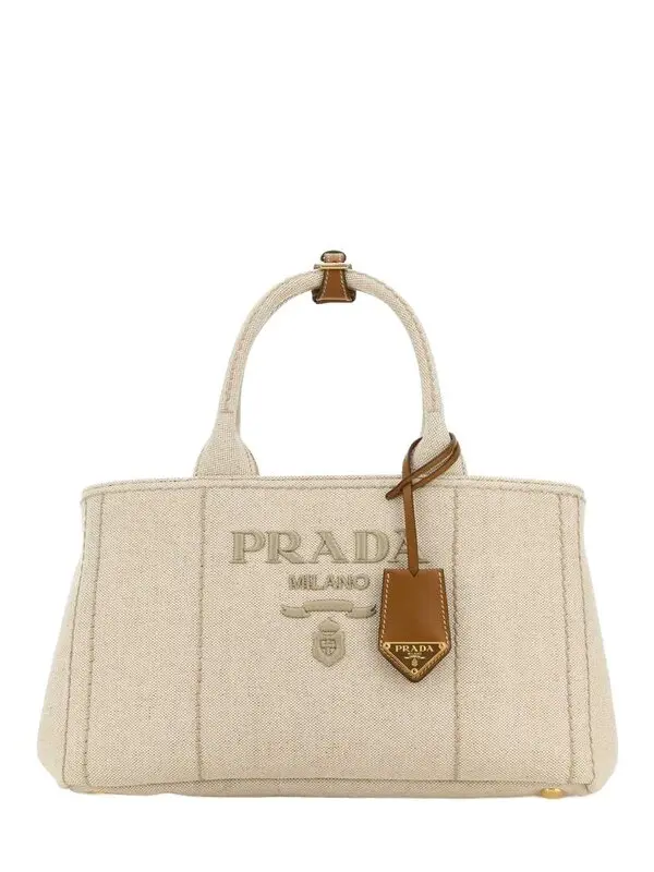 Prada Sand Canvas Shopper - Beige O Tan