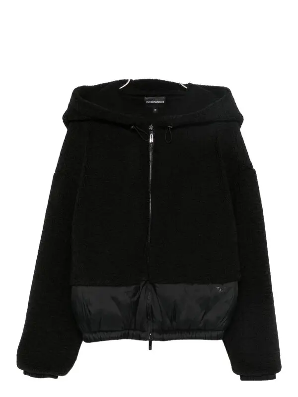 Emporio Armani Drawstring Hooded Coat - Black