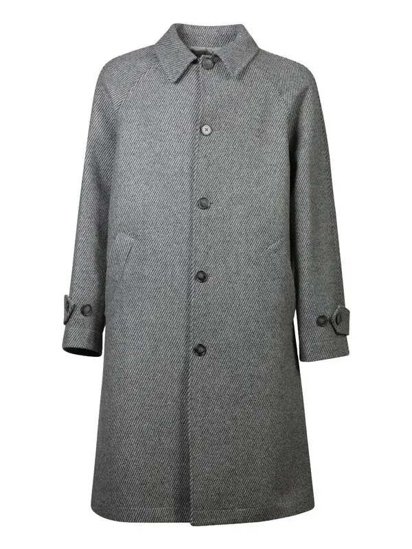 Officine Générale Striped Wool Coat - Grey