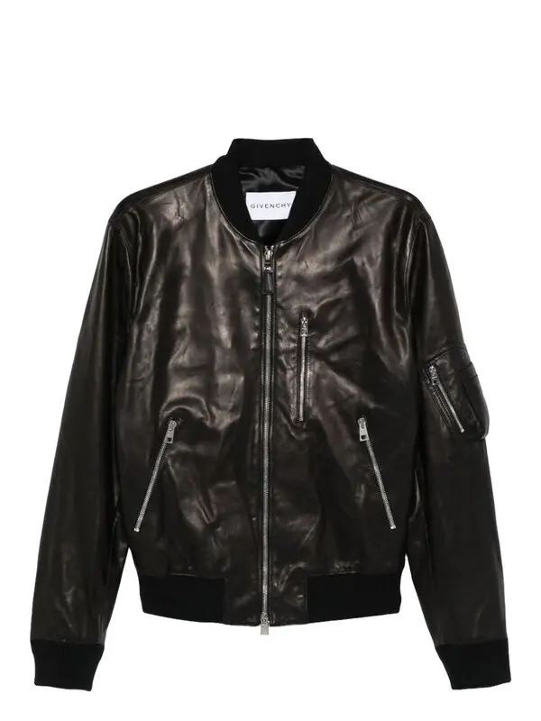 Givenchy Zip-up Leather Bomber Jacket - Black