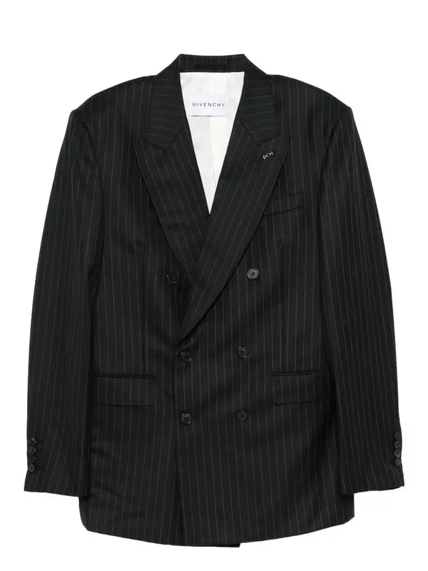 Givenchy Striped Wool Fitted Jacket - Black