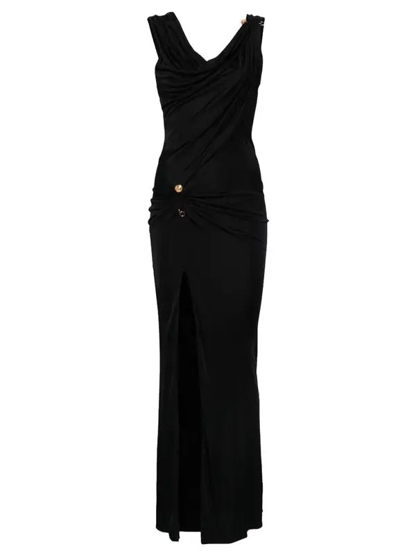 Versace Asymmetrical Draped Maxi Dress - Black