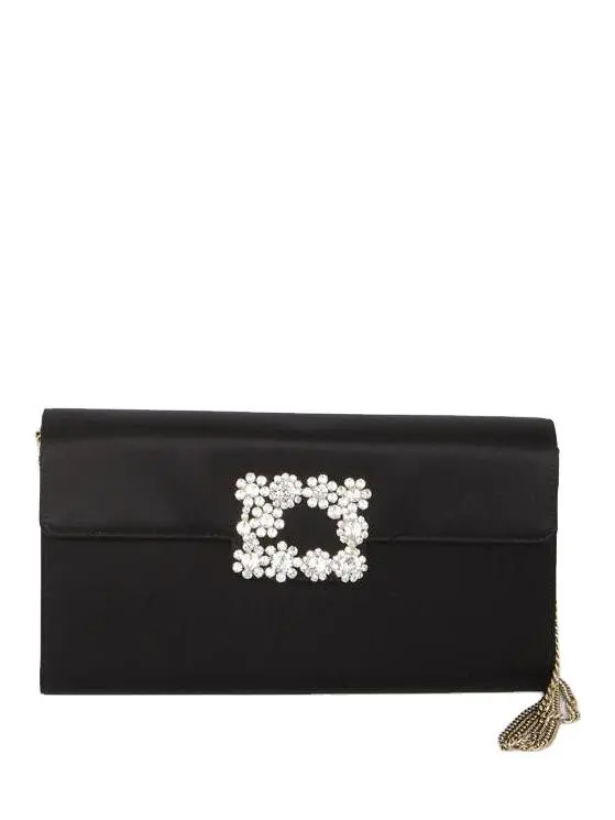 ROGER VIVIER Flower Buckle Pouch - Black