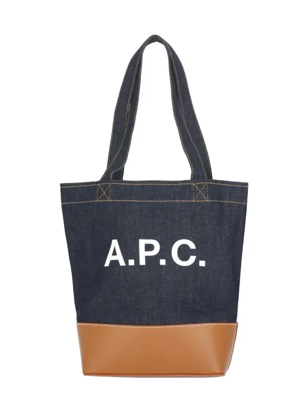 A.p.c. Leather And Cotton Tote - Blue