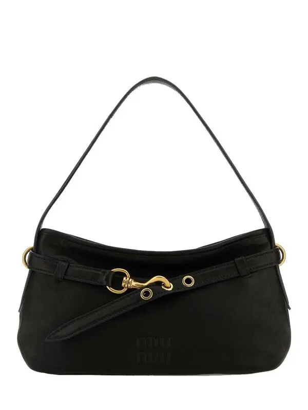 Miu Miu Avenue Nappa Leather Shoulder Bag - Black