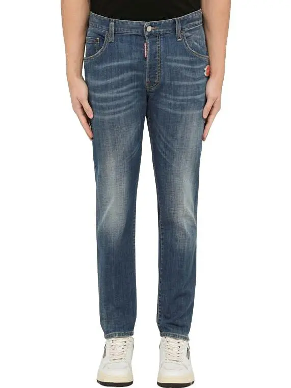 Dsquared2 Regular Washed Denim Jeans - Blue