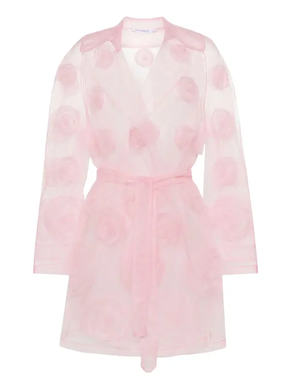 Viktor & Rolf Rose-appliqué Tulle Coat - Pink