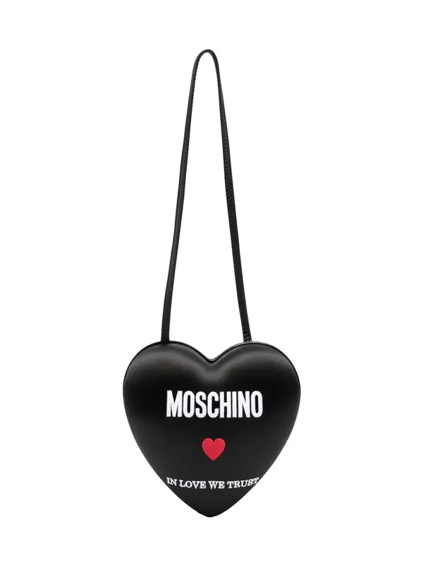 Moschino Embroidered Shoulder Bag - Black