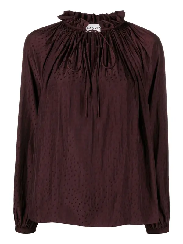 LANVIN Ruffle-detailed Flared Blouse - Brown