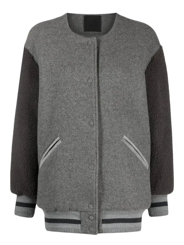 Givenchy Wool Bomber Jacket With Logo Appliqu - Grey