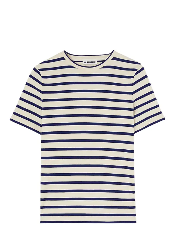 JIL SANDER Striped Cotton T-shirt - White