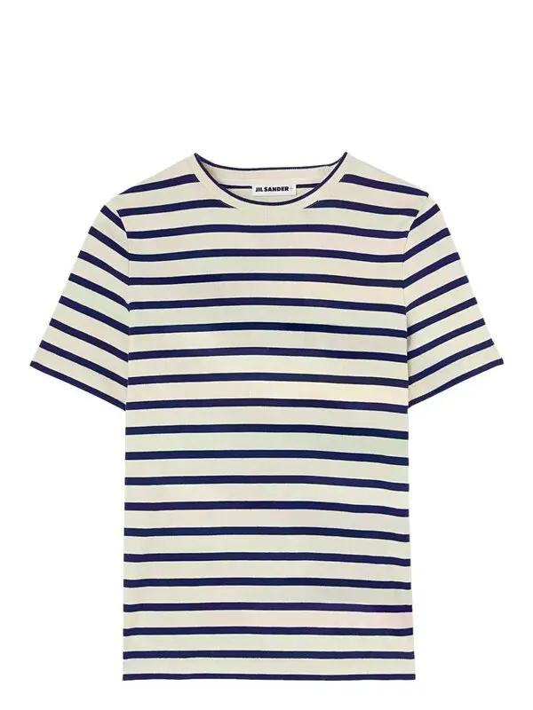 JIL SANDER Striped Cotton T-shirt - White