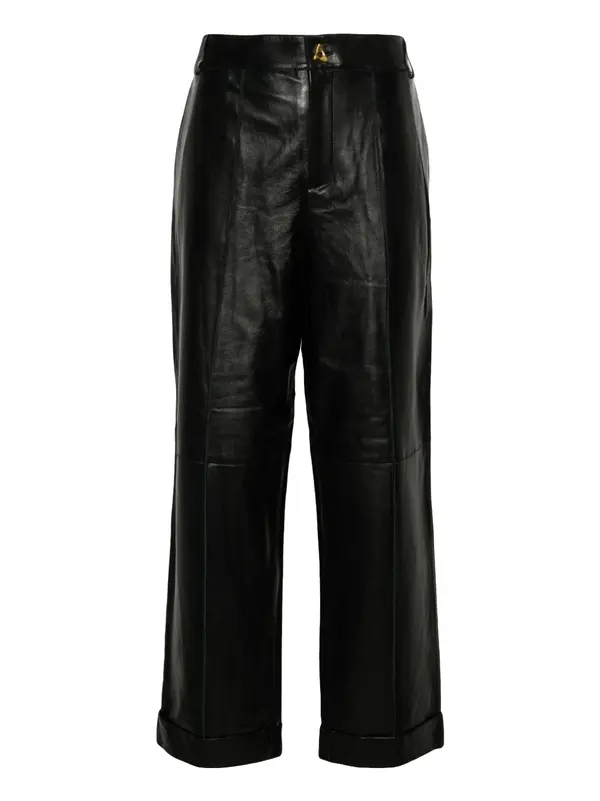 AERON Zima Leather Straight-leg Trousers - Black