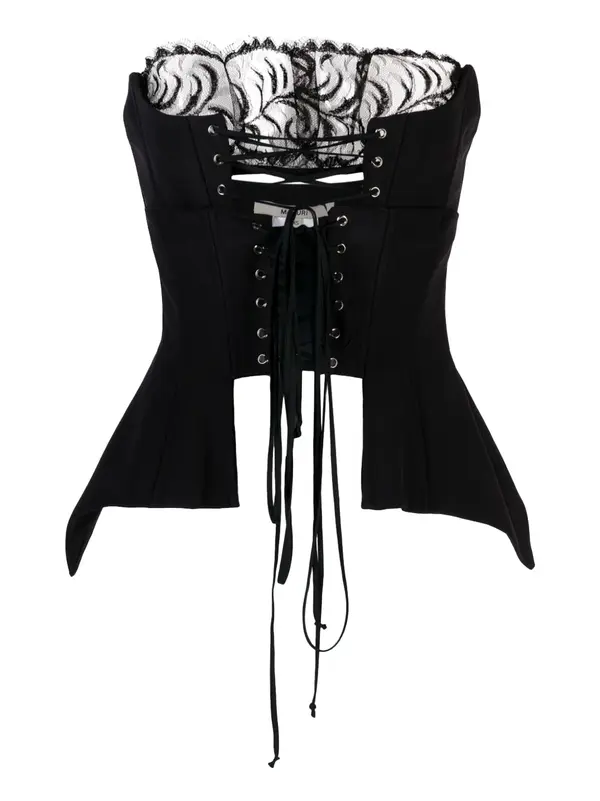 MANURI Corset-style Panelled-lace Top - Black