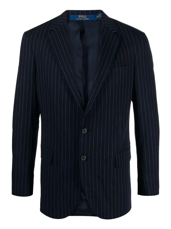 Polo Ralph Lauren Logo-patch Pinstripe Blazer - Blue