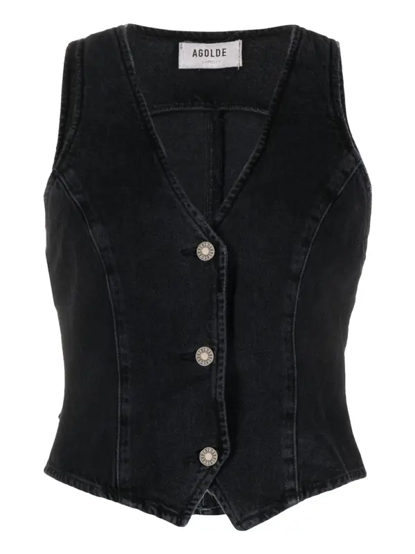 AGOLDE Heller Button-up Denim Waistcoat - Black