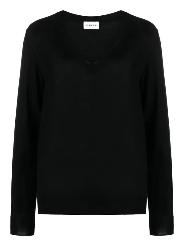 P.a.r.o.s.h Fine-knit V-neck Top - Black
