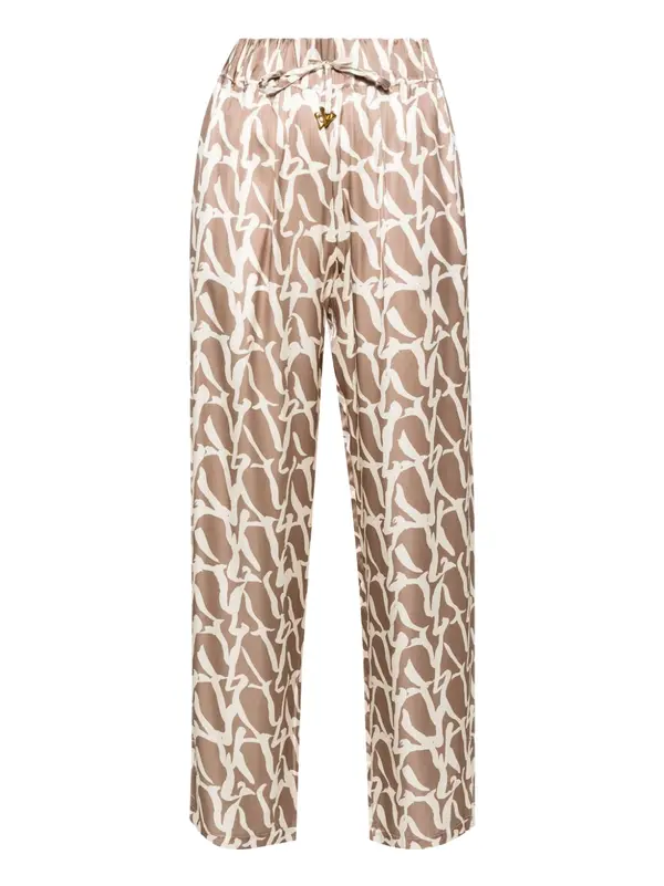 AERON Aurora Monogram-print Drawstring Trousers - Brown