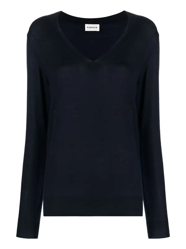 P.a.r.o.s.h Fine-knit V-neck Top - Blue