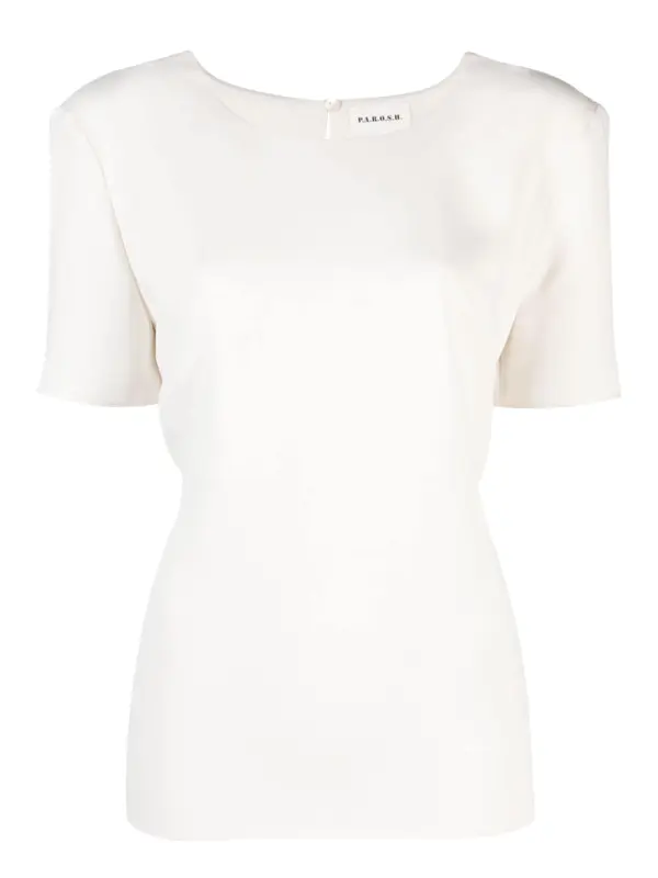 P.a.r.o.s.h Rear-tie Crepe Blouse - Neutrals