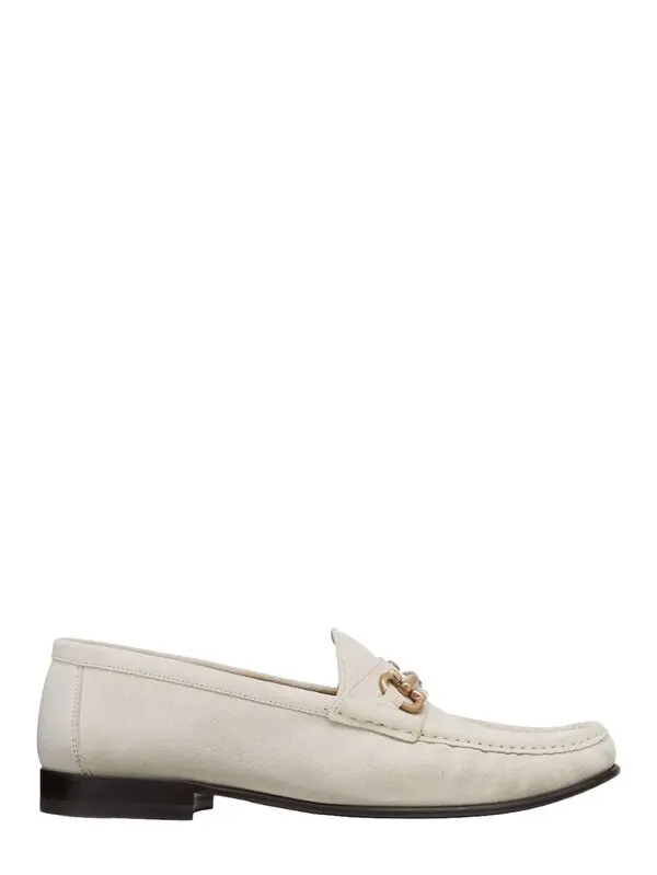 Brunello Cucinelli Decorative-buckle Leather Loafers - White