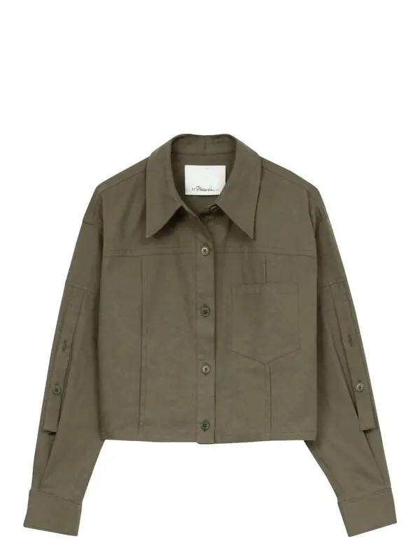 3.1 Phillip Lim Long-sleeve Cropped Shirt - Green