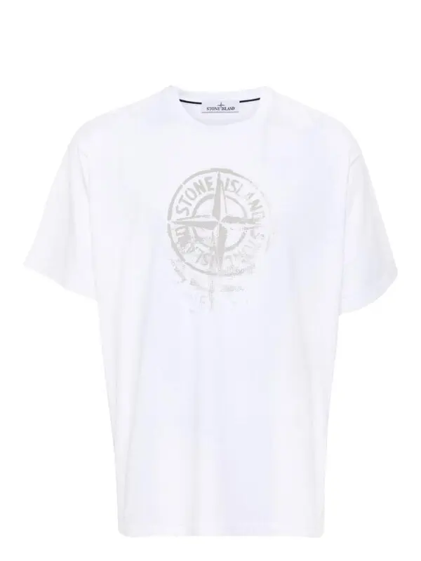 Stone Island Compass-print Cotton T-shirt - White