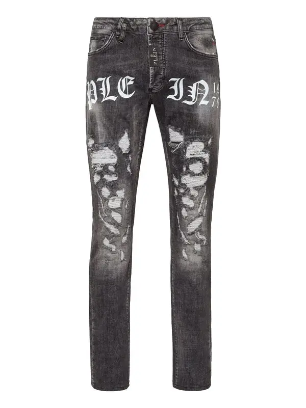 Philipp Plein Logo-print Straight-leg Jeans - Grey
