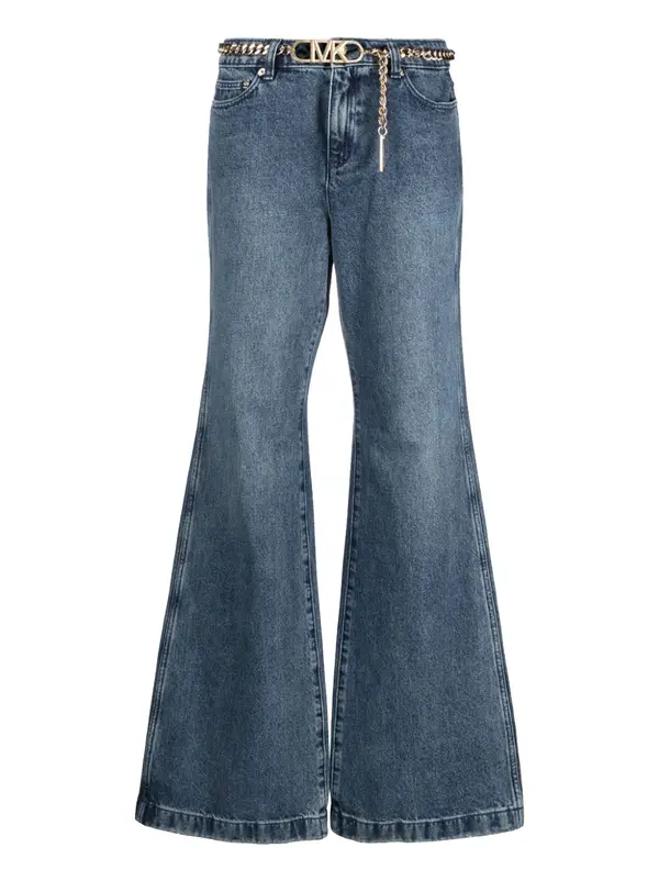Michael Kors Belted High-rise Flared Jeans - Blue