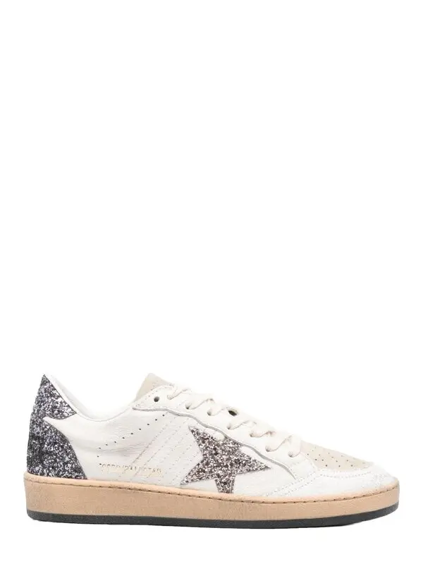 GOLDEN GOOSE Ball Star Glittered Leather Sneakers - White