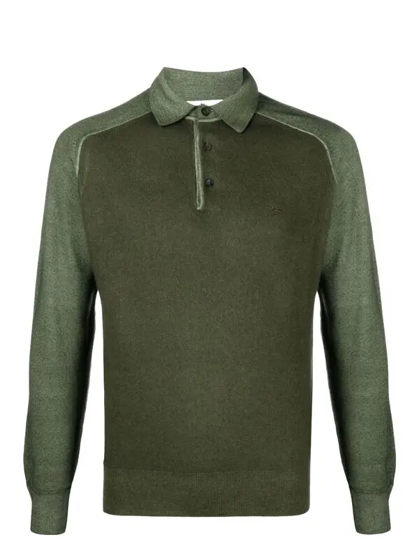 Etro Logo-embroidered Knitted Polo Shirt - Green