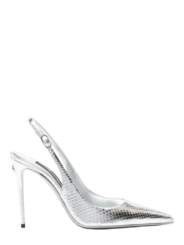 Dolce & Gabbana 120mm Metallic Snakeskin Pumps - Silver