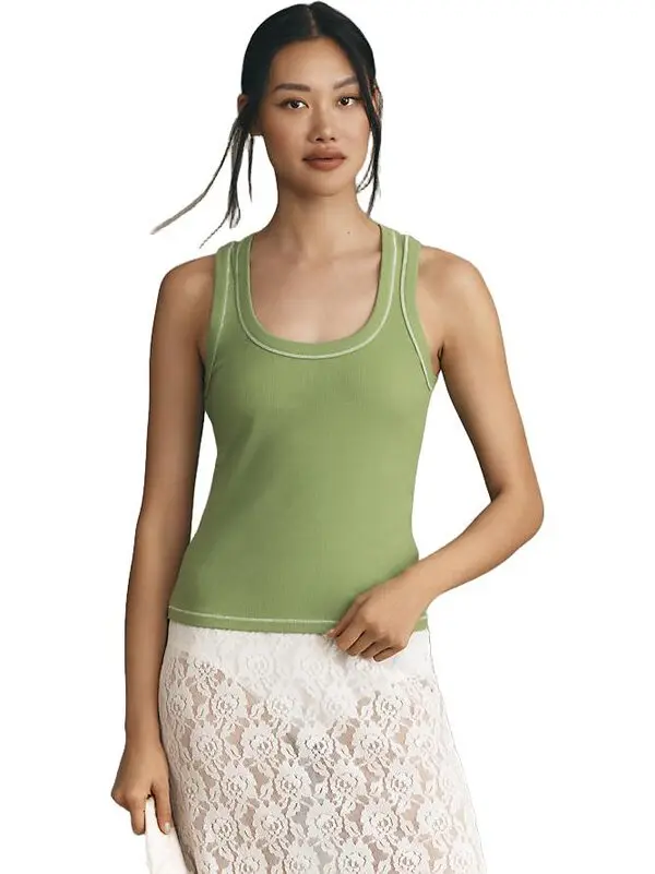 PILCRO Sunny Scoop-neck Tank Top - Granny Smith