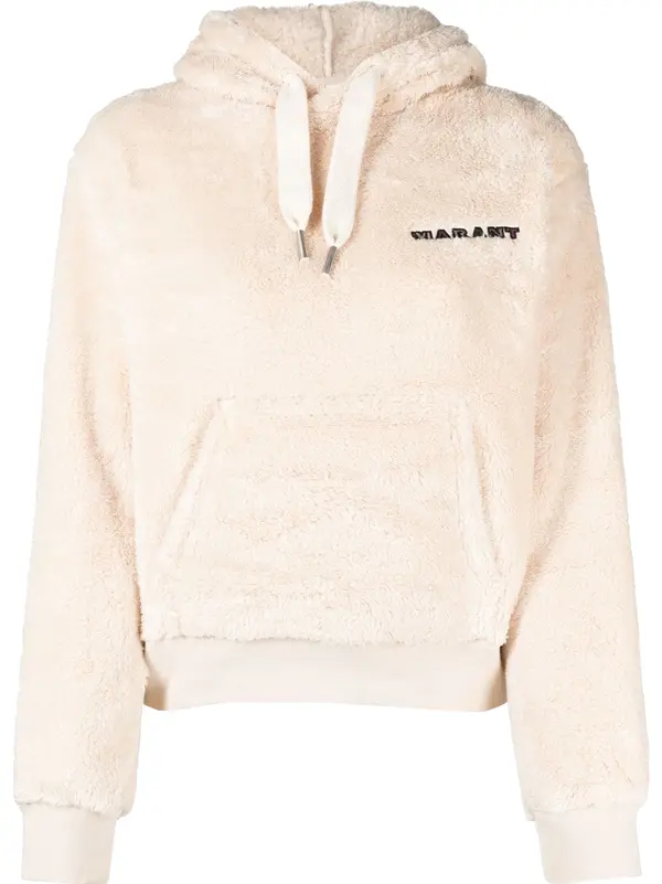 MARANT ETOILE Maeva Logo-embroidered Fleece Hoodie - Neutrals