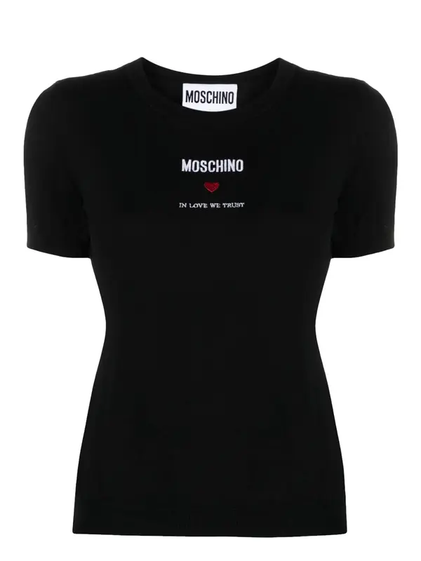 Moschino Embroidered Knitted Top - Black
