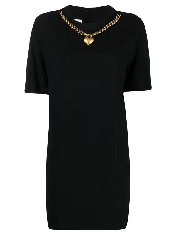 Moschino Heart-charm Crepe Minidress - Black
