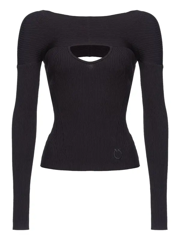 Pinko Cut-out Ribbed Knit Jumper - Black