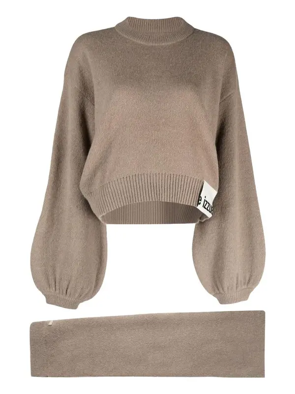 Izzue Crew-neck Cropped Jumper - Brown