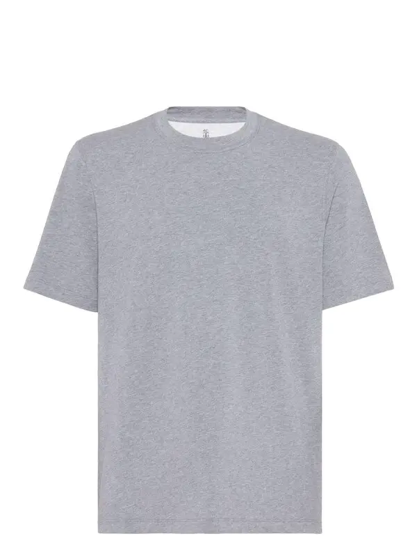 Brunello Cucinelli Mélange-effect Cotton-blend T-shirt - Grey