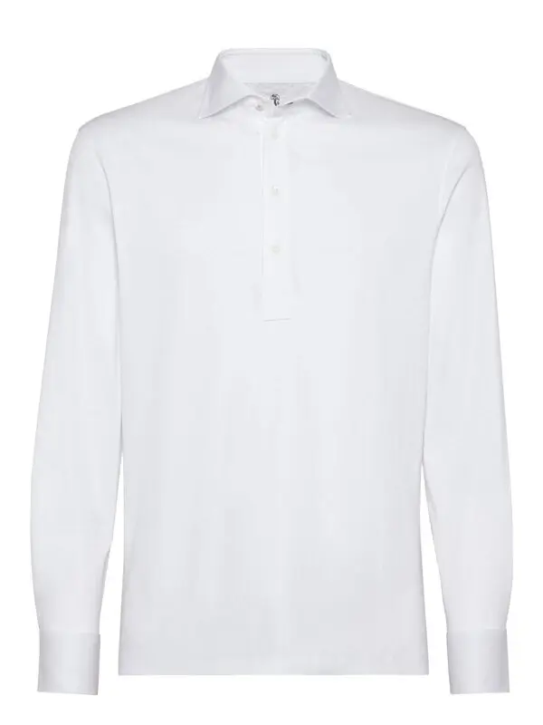 Brunello Cucinelli Shirt-sleeved Cotton-blend Polo Shirt - White