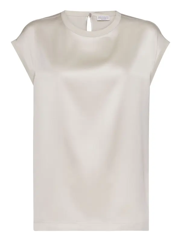 Brunello Cucinelli Cap-sleeve Blouse - White