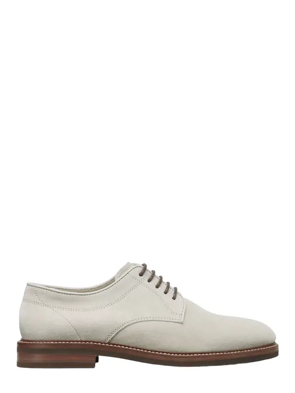 Brunello Cucinelli Panelled Suede Derby Shoes - Neutrals