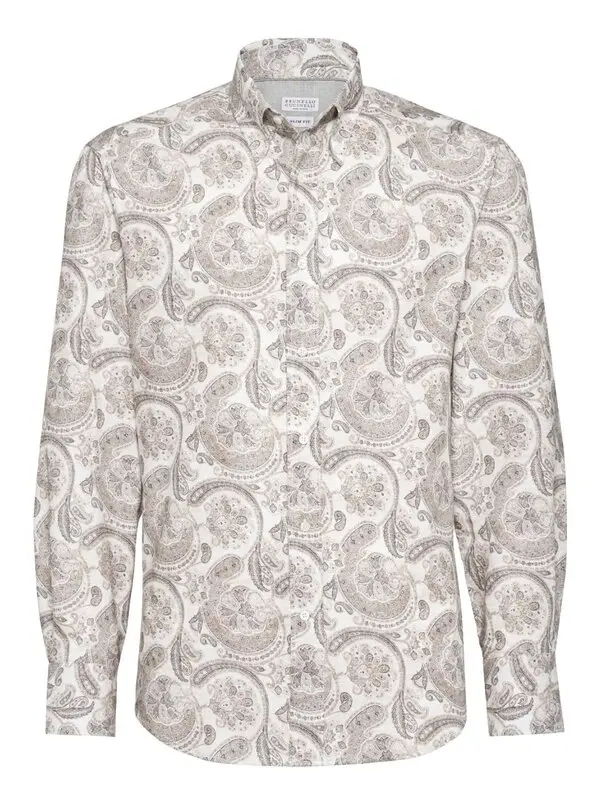 Brunello Cucinelli Paisley-print Cotton Shirt - Neutrals