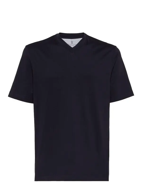 Brunello Cucinelli V-neck Cotton T-shirt - Black