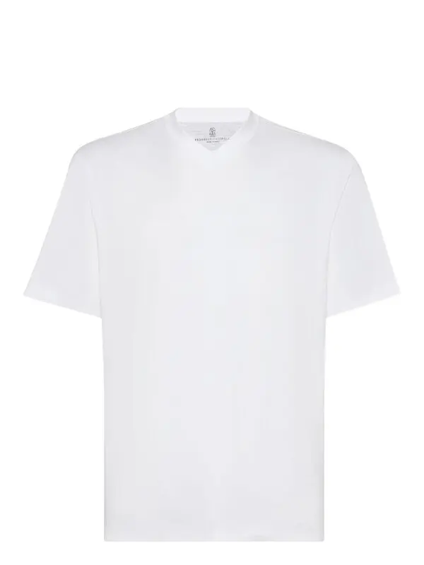 Brunello Cucinelli V-neck Short-sleeve T-shirt - White