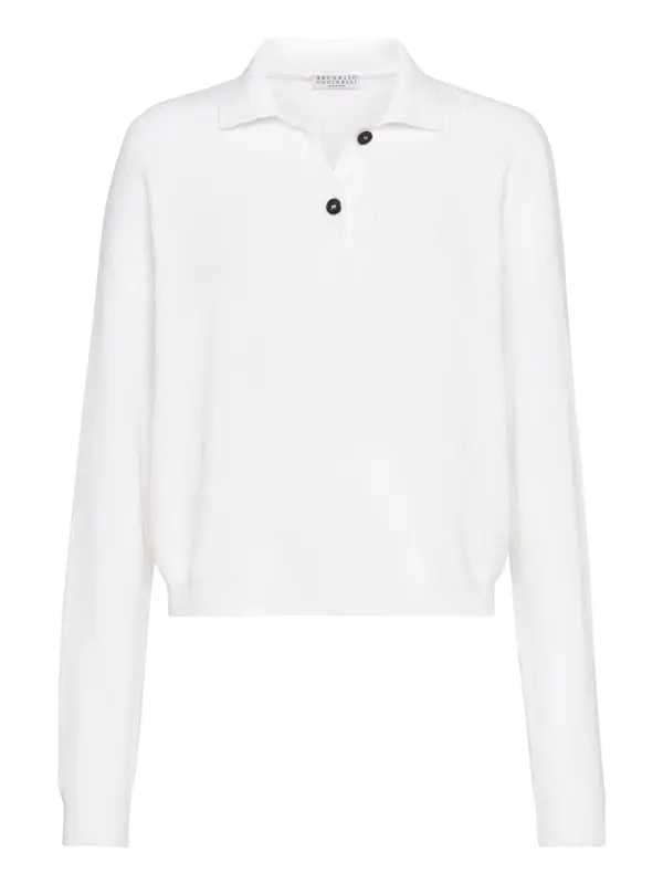 Brunello Cucinelli Ribbed Knit Polo-collar Jumper - White