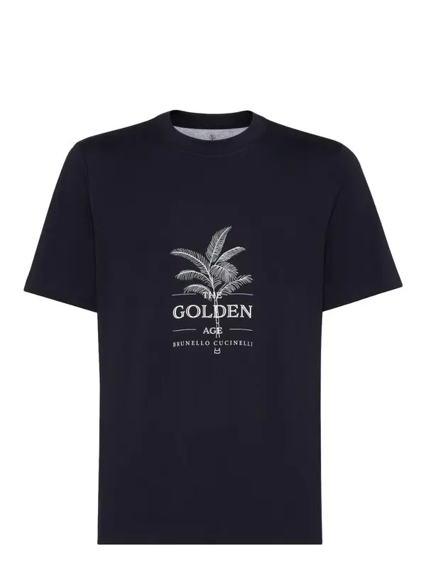 Brunello Cucinelli Graphic-print Cotton T-shirt - Blue